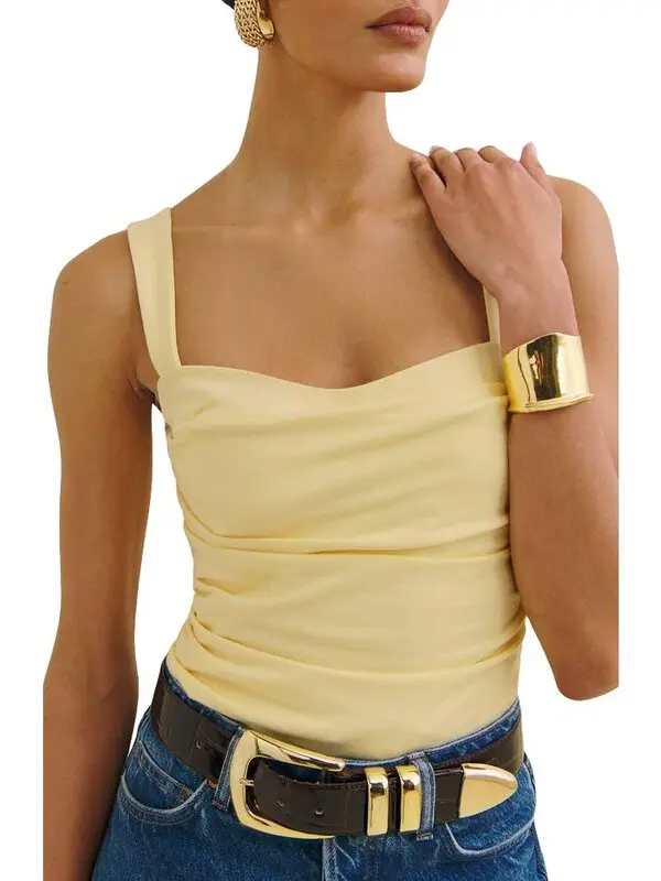 REFORMATION Trish Ruched Tank - Pineapple
