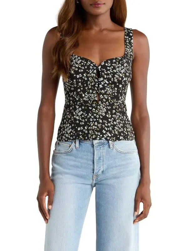 REFORMATION Floral Print Cutout Tank - Colette