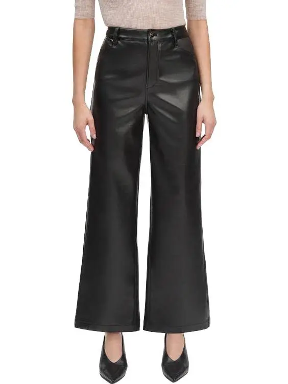 FAVORITE DAUGHTER The Mischa Faux Leather Wide Leg Pants - Raven