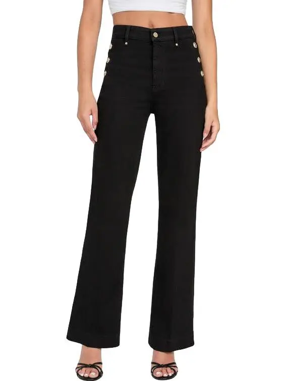 Guess High-waist Flare Leg Sailor Jeans - Black
