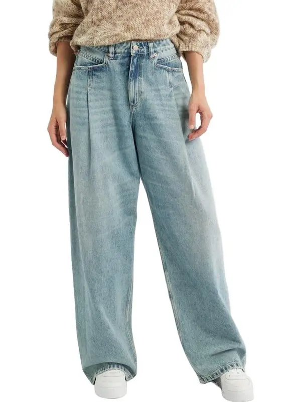 Hugo Boss High-waist Pleated Wide Leg Jeans - Med Bu