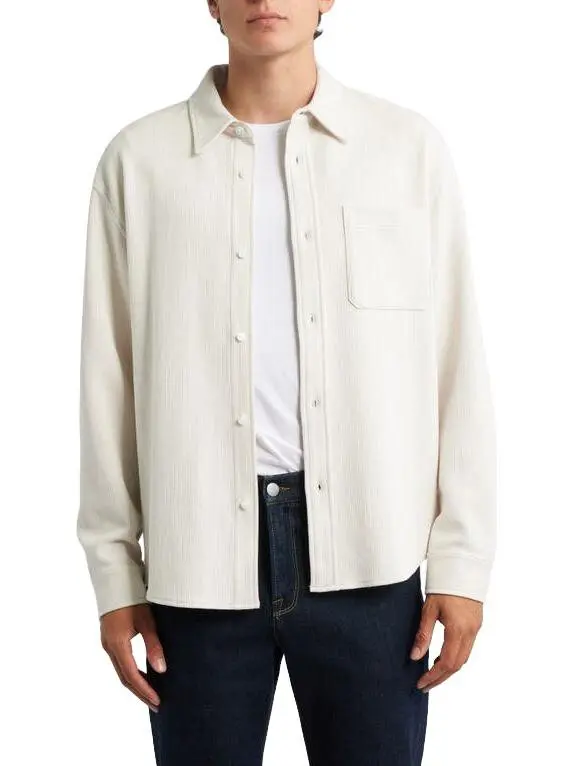 FRAME Waffle Textured Button-up Shirt - Warm White