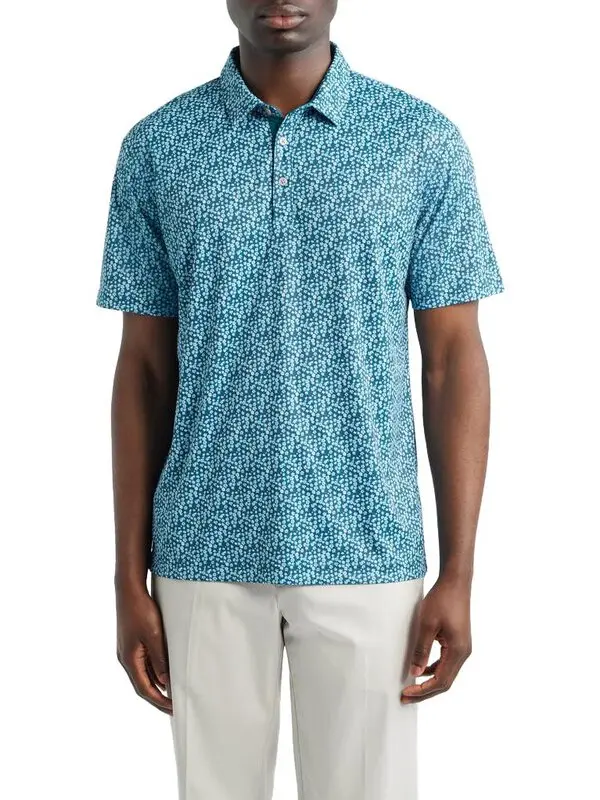SWANNIES Ridge Floral Performance Golf Polo - Deep-lake