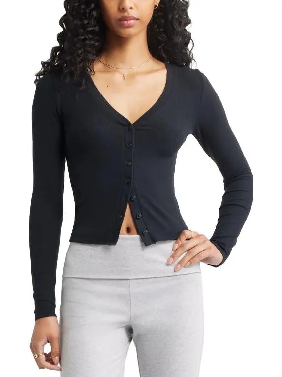 Bp. Ribbed V-neck Cardigan - Black