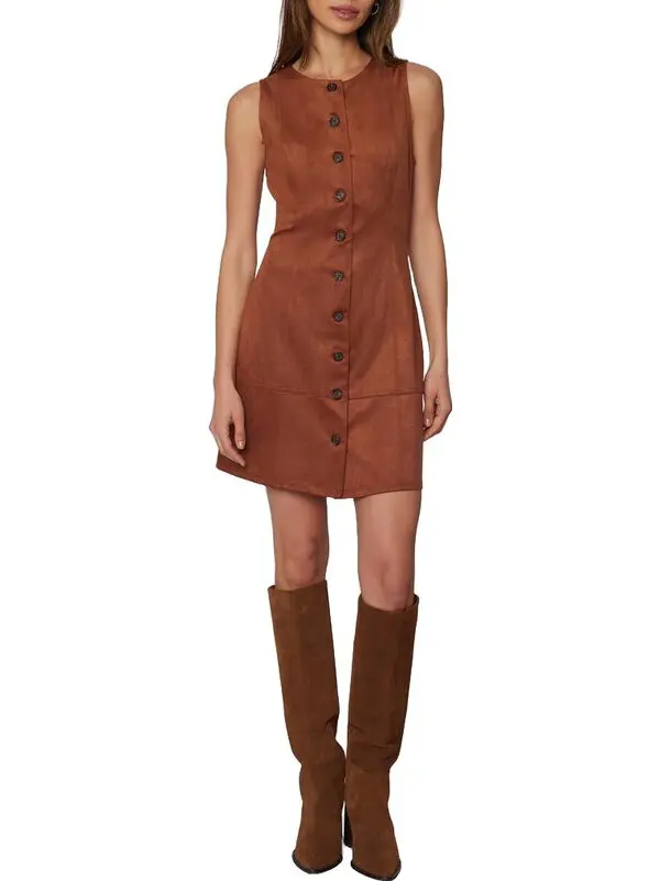LOST + WANDER Faux Suede Mini Dress - Coffee