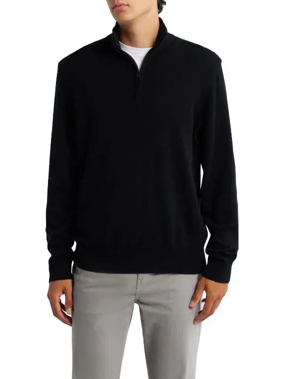 Vince Quarter Zip Cashmere Sweater - Black