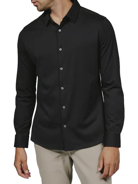 7 Diamonds Girona Solid Performance Button-up Shirt - Black