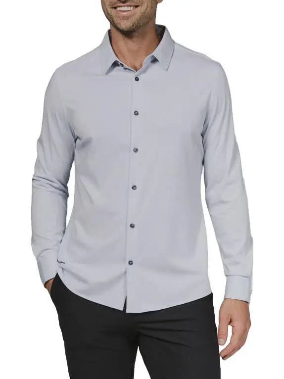7 Diamonds Girona Solid Performance Button-up Shirt - Breakwater