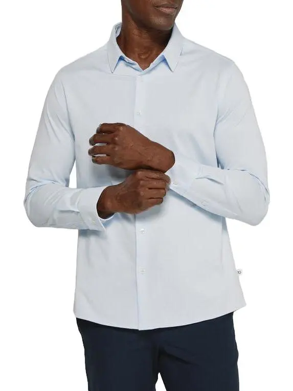7 Diamonds Girona Solid Performance Button-up Shirt - Light Blue