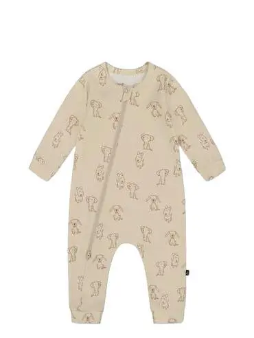 DEUX PAR DEUX Organic Cotton Zipped Romper - Beige