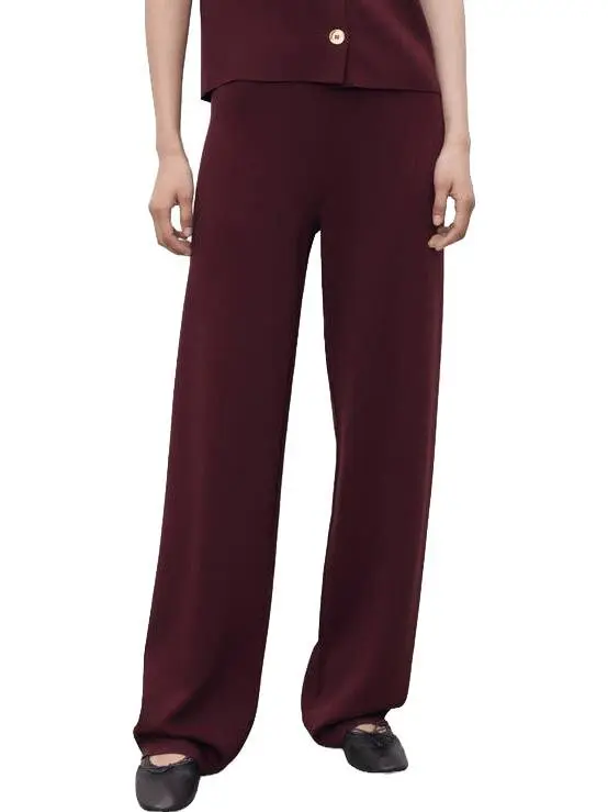 Mango Straight Leg Knit Pants - Maroon