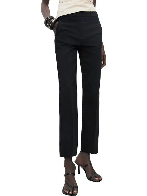 Mango Ankle Straight Leg Pants - Black