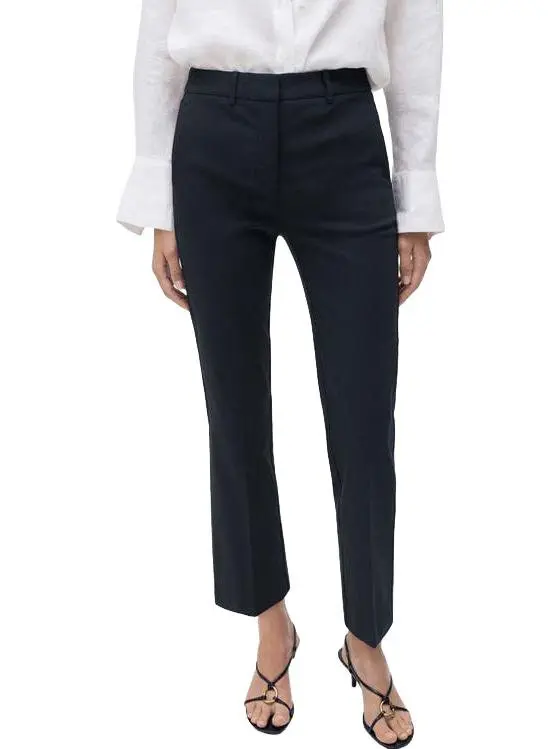 Mango Ankle Straight Leg Pants - Navy