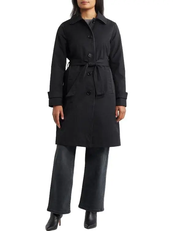 Michael Kors Water Resistant Belted Trench Coat - Black