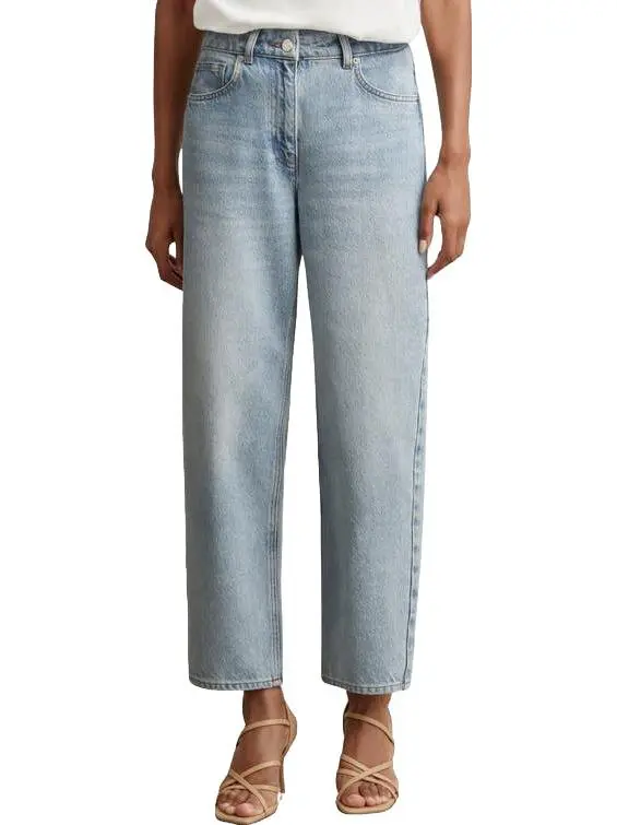 REISS Selin Cropped Straight Leg Jeans - Pale Blue