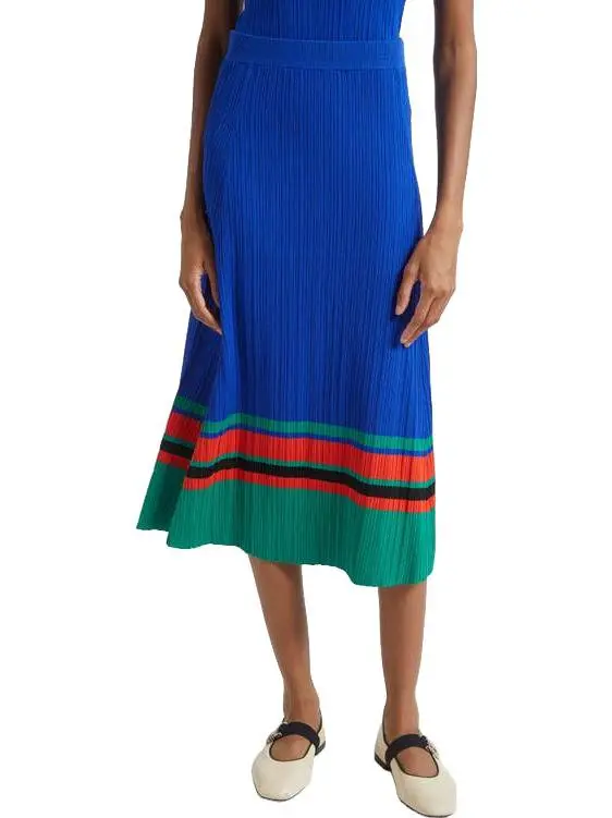 WALES BONNER Island Rib Knit Midi Skirt - Blue