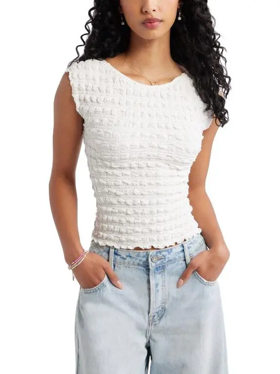 Bp. Textured Open Back Knit Top - Ivory