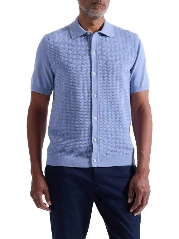 Bugatchi Short Sleeve Cardigan - Air Blue