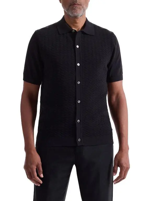 Bugatchi Short Sleeve Cardigan - Black