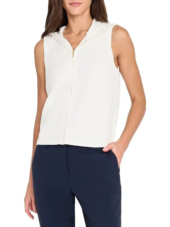 TAHARI ASL Hooded Zip-up Vest - Ivory