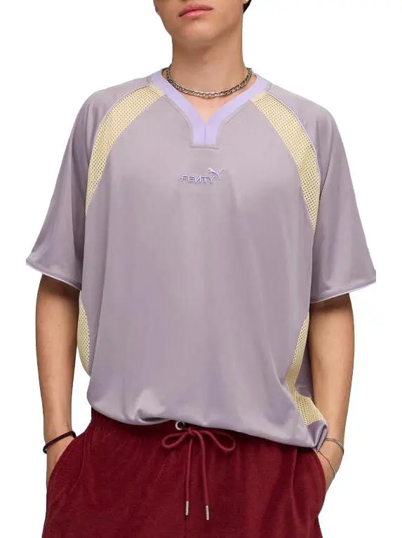 PUMA X Fenty Mesh Inset Raglan Sleeve T-shirt - Pale Plum