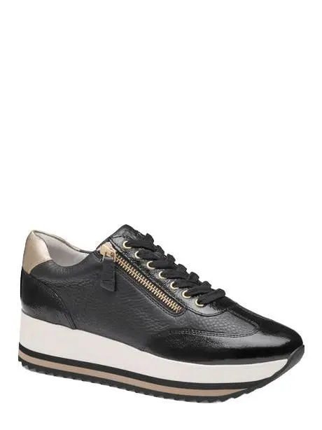 JOHNSTON & MURPHY COLLECTION Side-zip Platform Sneakers - Black Calfskin/patent Leather