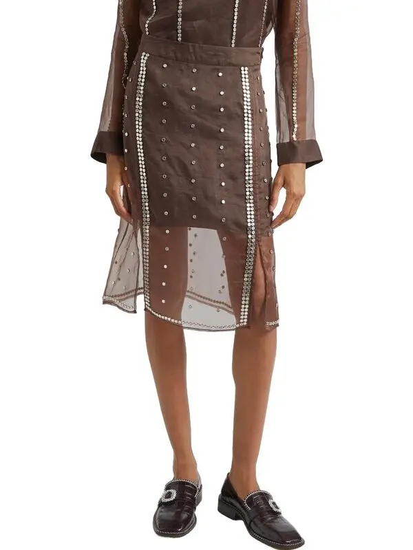 WALES BONNER Presence Studded Skirt - Brown