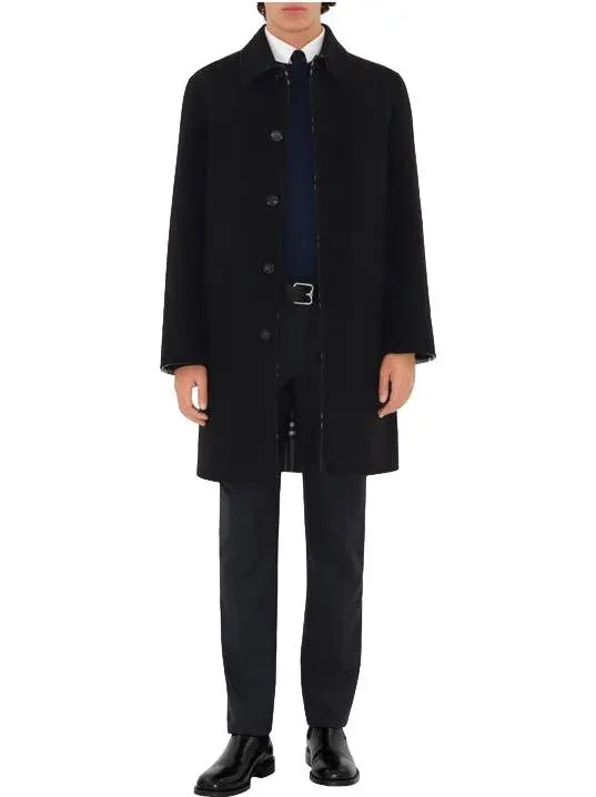 Burberry Mid-length Wool Car Coat - Black/snug Brown
