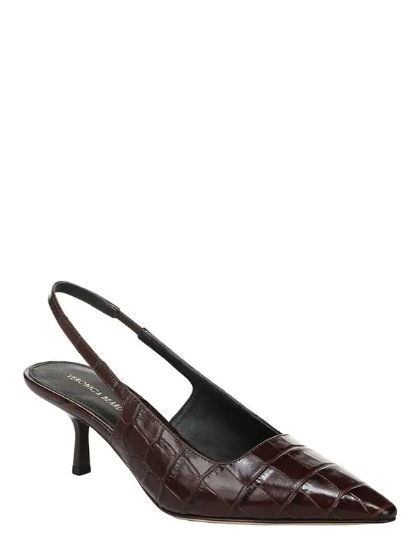 Veronica Beard Cashel Slingback Pumps - Chocolate Croc