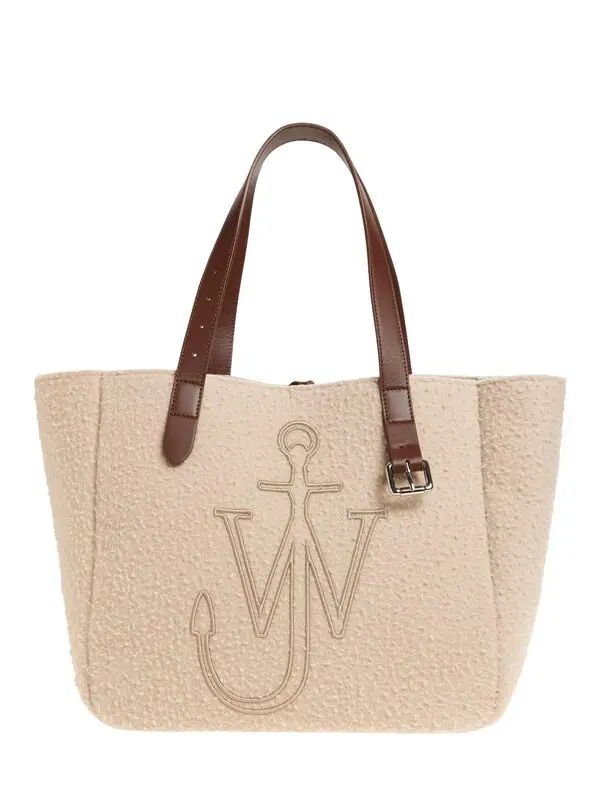 JW Anderson Anchor Logo Felted Wool Tote - Beige 132