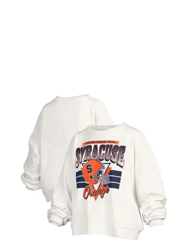 PRESSBOX Syracuse Orange Retro Pullover Sweatshirt - White