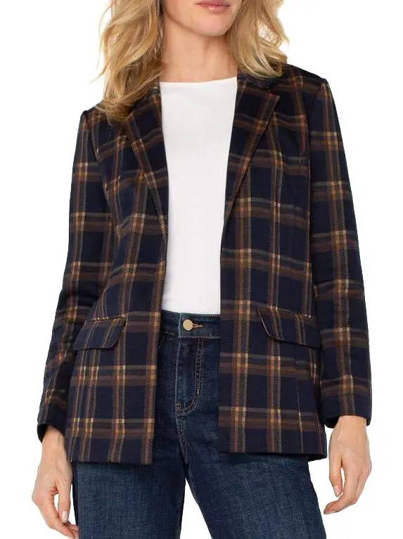 LIVERPOOL Boyfriend Plaid Blazer - Navy/toffee Oversized Plaid