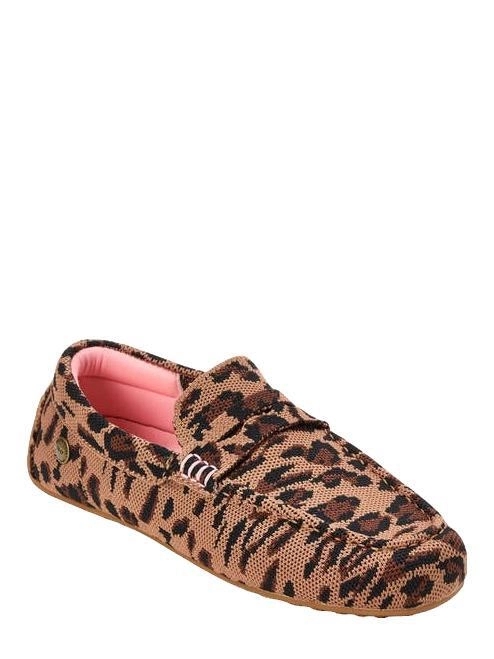 DEARFOAMS Hazel Stretch Knit Driving Loafer Slipper - Leopard