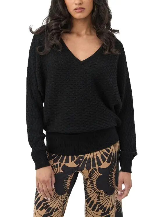 Trina Turk Lima V-neck Pullover Sweater - Black