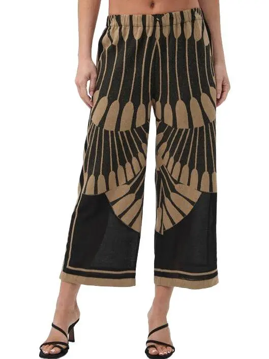 Trina Turk Estella 2 Printed Crop Pant - Black/camel