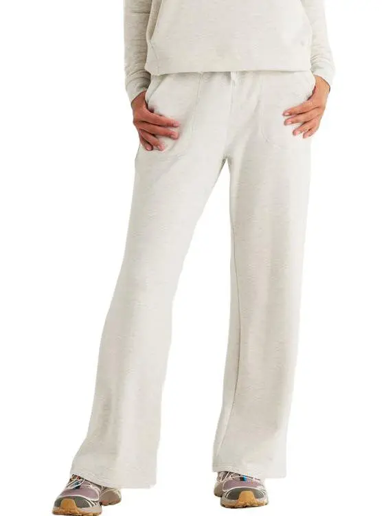 FREE FLY Lightweight Fleece Wide Leg Pants - Off White Heather
