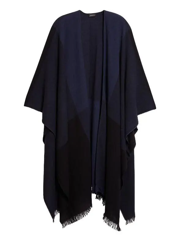 Akris Fringed Wool & Cashmere Cape - Denim-black