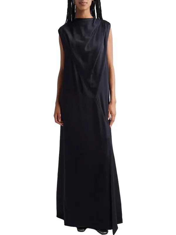 JIL SANDER Asymmetric Draped Sleeveless Dress - Black