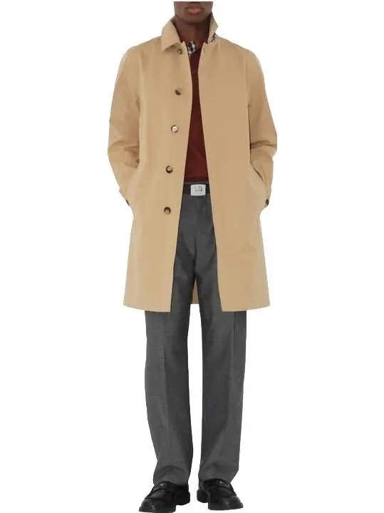 Burberry Mid-length Bonded Gabardine Car Coat - Flax Beige