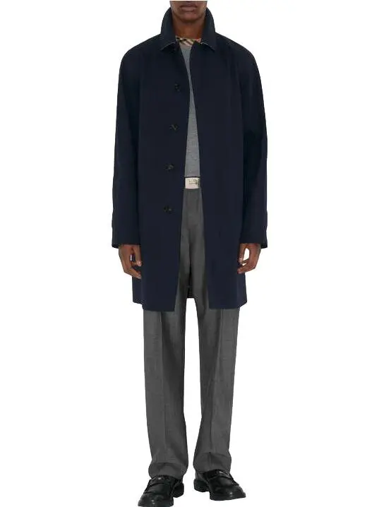 Burberry Mid-length Bonded Gabardine Car Coat - Navy