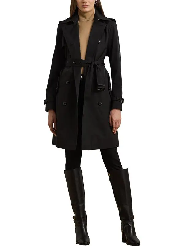 Ralph Lauren Double-breasted Belted Cotton-blend Trench Coat - Black