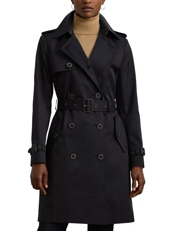 Ralph Lauren Double-breasted Belted Cotton-blend Trench Coat - Dark Navy