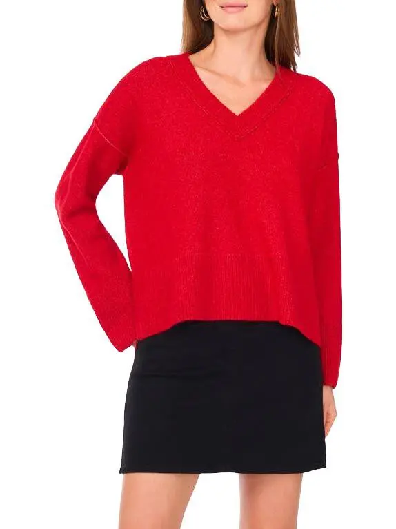 Vince Camuto High-low V-neck Sweater - Luminous Red