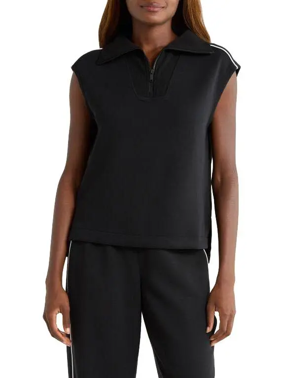 SPANX® Airessentials Piqué Sleeveless Half Zip Top - Very Black