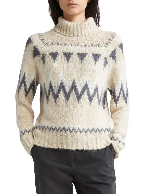 Eleventy Fair Isle Alpaca & Mohair Blend Turtleneck Sweater - 02 Sand