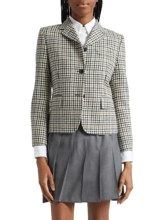 Thom Browne Check Wool Martingale Jacket - Black/white