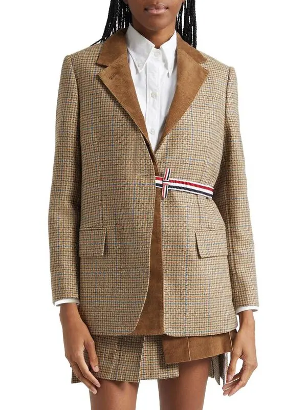 Thom Browne Check Wool Blazer With Removable Vest - Brown
