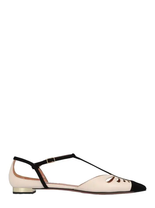 AQUAZZURA Camille Leather Ballet Flats - White