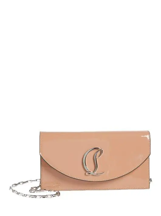 CHRISTIAN LOUBOUTIN Loubi54 Patent Leather Clutch - Nude/silver
