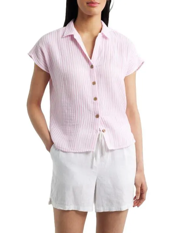 BEACHLUNCHLOUNGE Gem Stripe Shirt - Pink Sunset